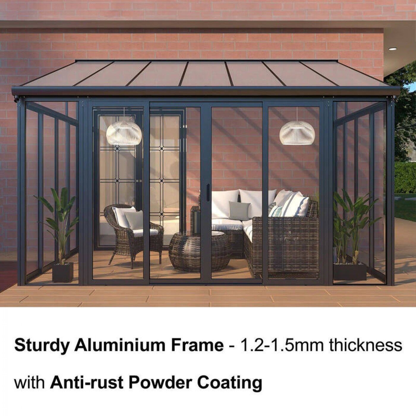 [Black] Aluminium Luxury Outdoor Sunroom Kit 10 x 14 ft