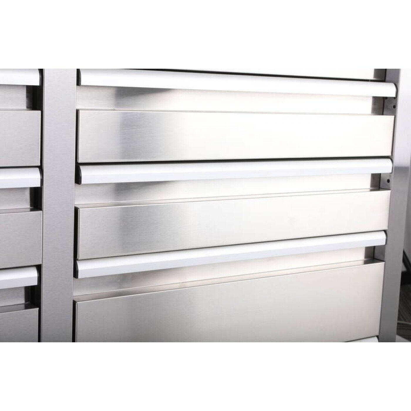 1460mm x 458mm x 925mm Stainless Steel Mobile Work Bench with 8 Drawers ...