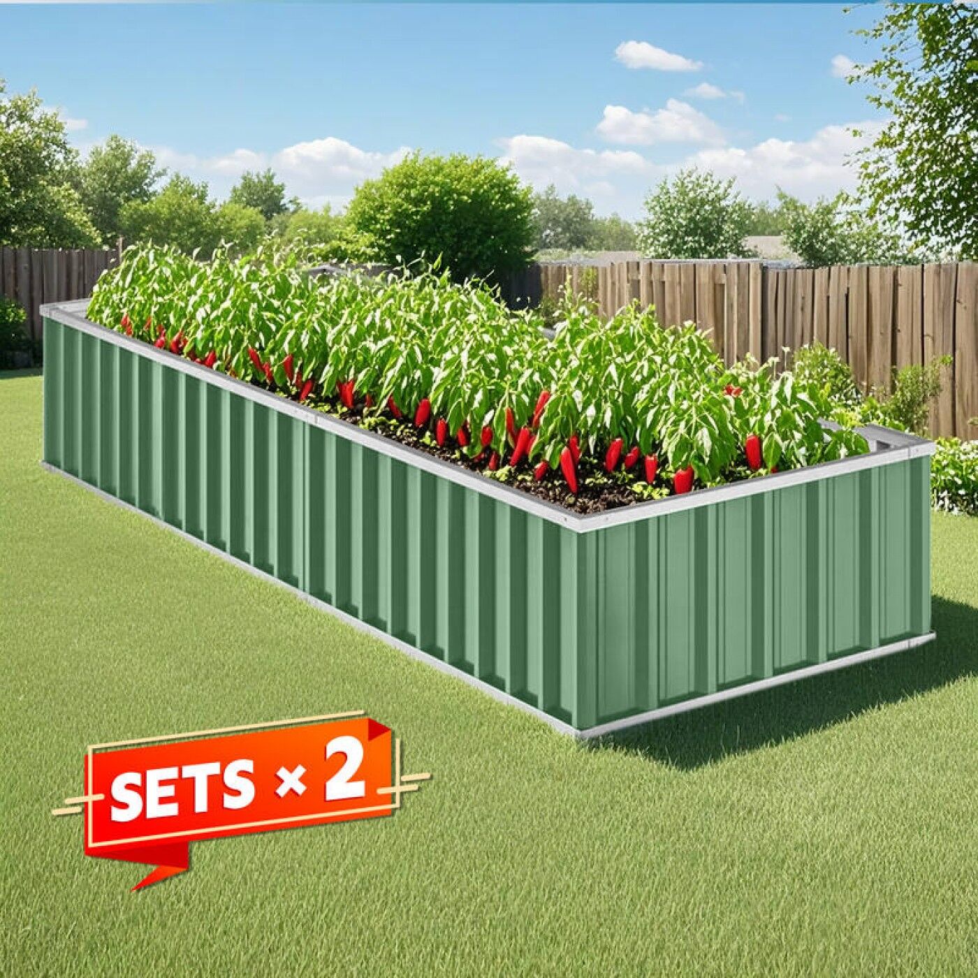 Planter box New Model with 4 layout options Green - Set of two
